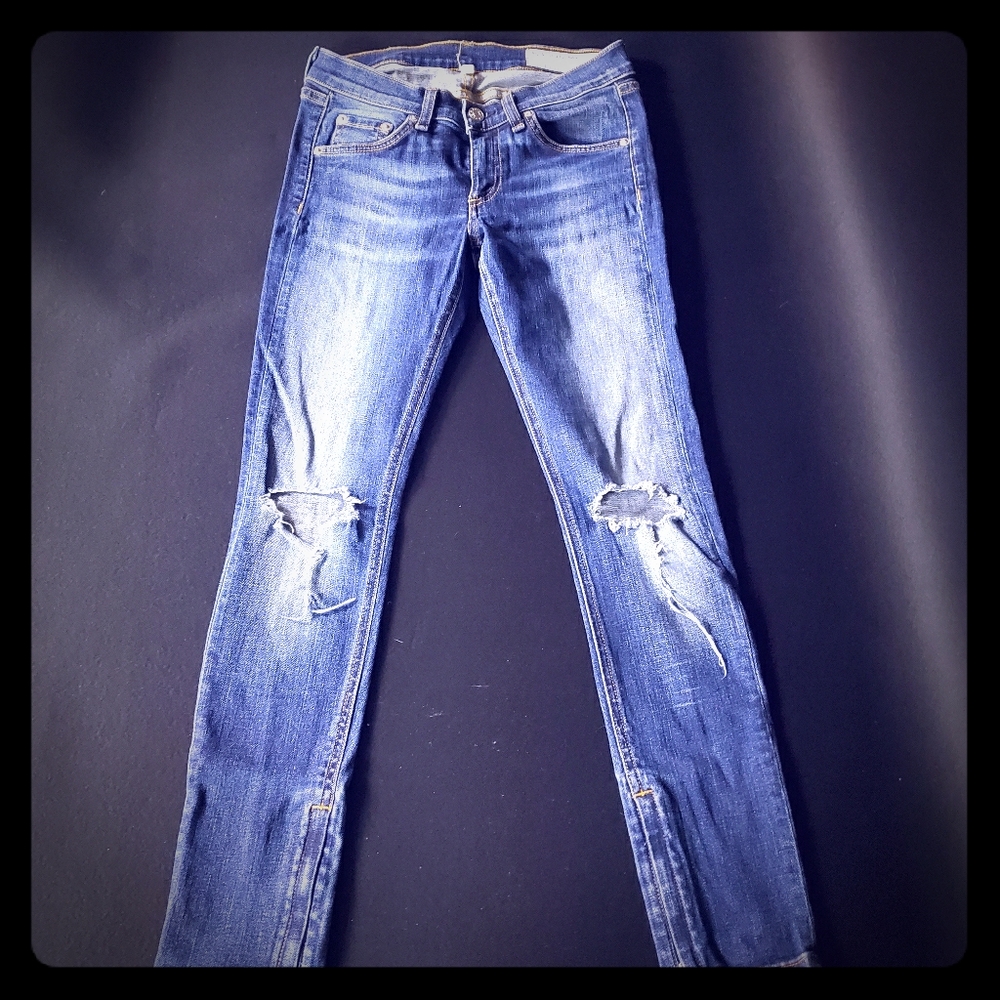 Rag And Bone Zipper Capri In Pacifico - Gem